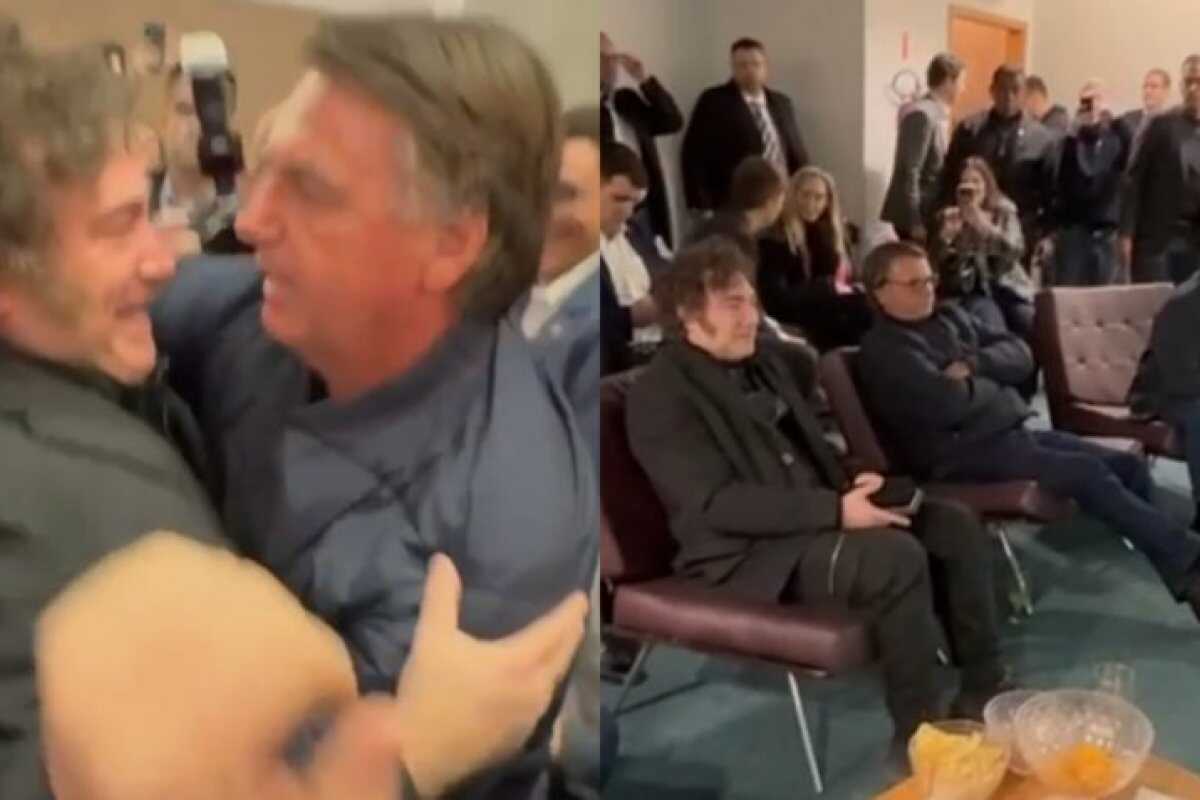 Milei chega no Brasil e é recebido por Bolsonaro abraço Correio